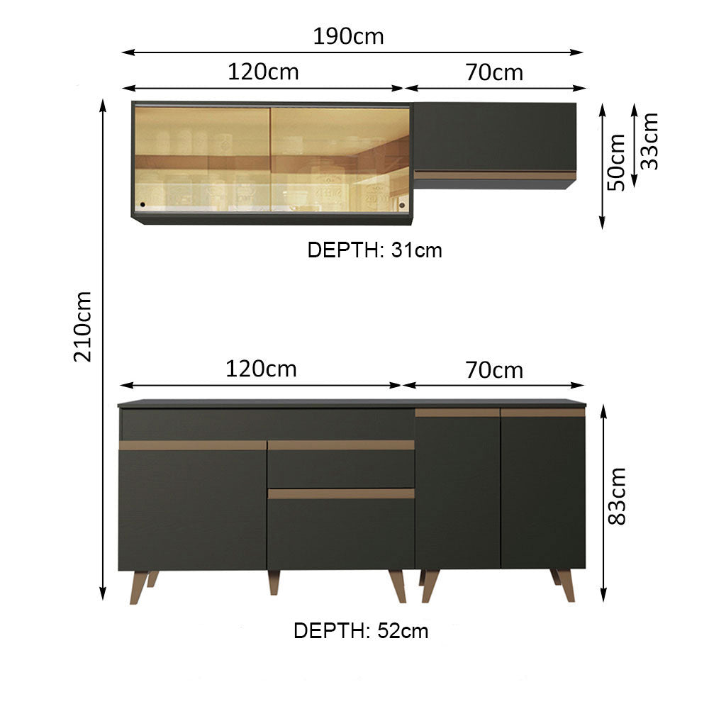 Complete Kitchen Madesa Reims 190001 with Cabinet and Counter – Black ...