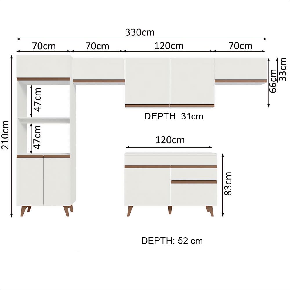 Complete Kitchen Madesa Reims 330001 with Cabinet and Counter – White ...