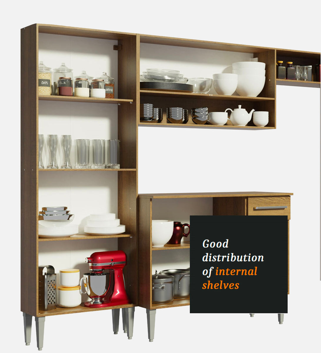 MADESA Emily Compact Kitchen Cabinet 229cm with Sink - Rustic – Madesa IN